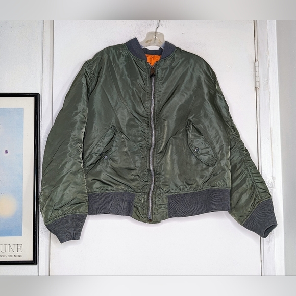Alpha Industries | Jackets & Coats | Vtg Military Jacket Flying Intermediate Ma Usaf Bomber 197 ...